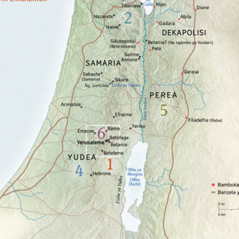 Karte oyo elakisi bisika Yesu afandaki mpe ateyaki | Bomoi ya Yesu