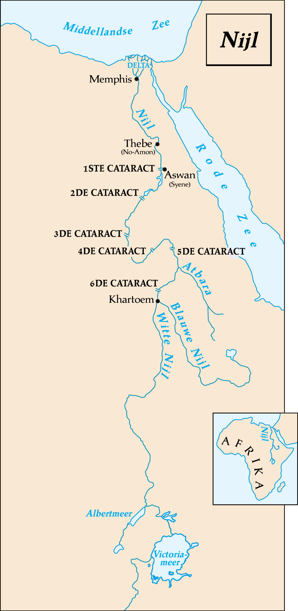Nijl Rivier Afrika Kaart De Rivier Nijl Vectorafbeeldingen