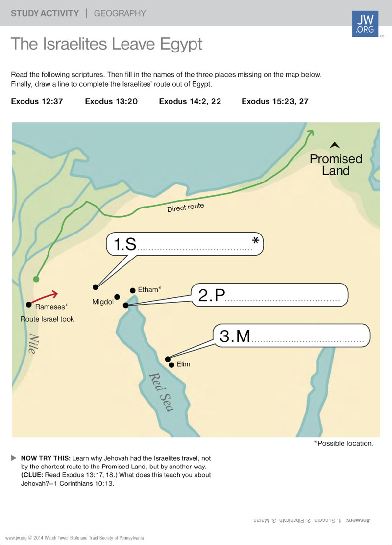 Map Of Israelites Leaving Egypt